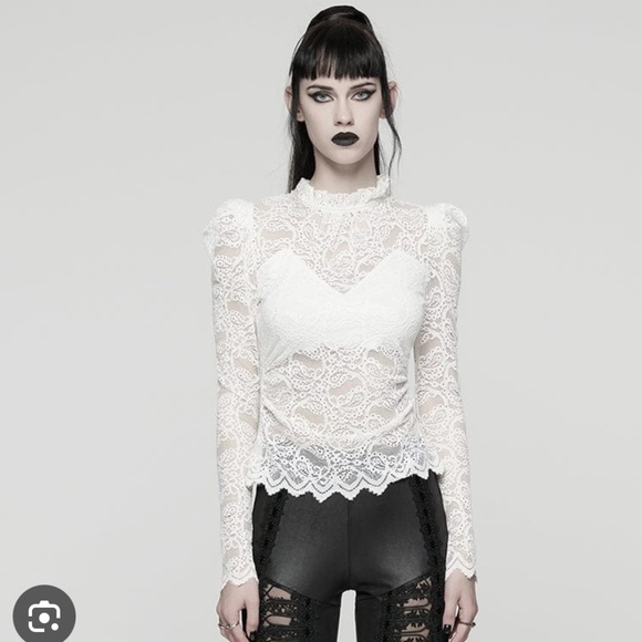 Punk Rave | Tops | Punk Rave White Lace Blouse Ml | Poshmark